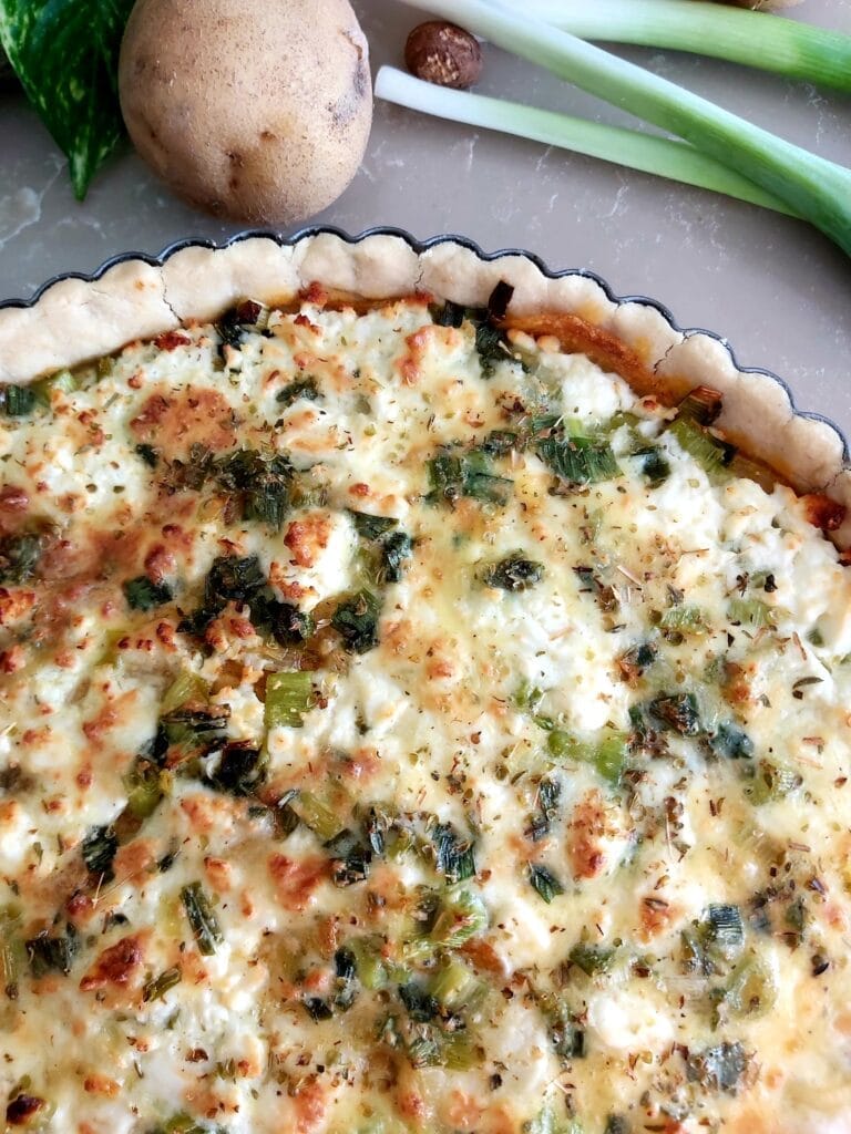 Tart with Spring Onions, Potatoes and Feta - A Cup Full of Sprinkles